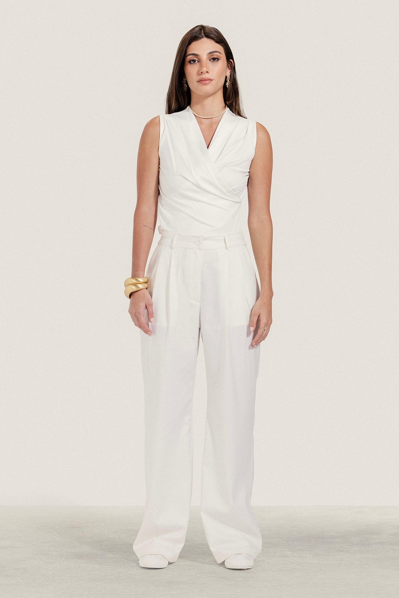 Women's Overlapped Top | V-Neck Side Drape & Slim Fit | UNSTMPD